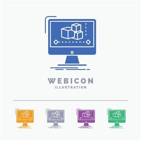 Animation Computer Editor Monitor Software 5 Color Glyph Web Icon Template Isolated On White
