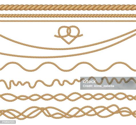 해상 로프 테두리 세트 에서 벡터 형식 절연 통하고 있는 백색 배경 깨끗한 만화 스타일로 다양한 항해 로프 테두리의 벡터 일러스트 모음입니다 가는 선과 단순한 매듭은 이