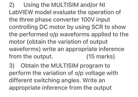 Solved 2 Using The Multisim Andor Ni Labview Model