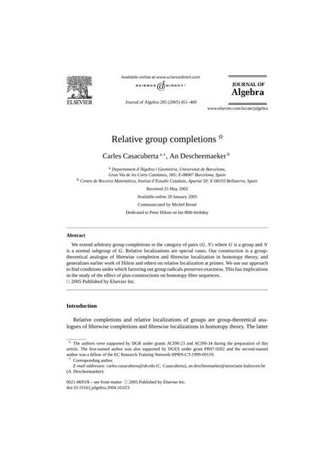 Pdf Relative Group Completions Dokumentips