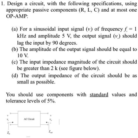 solved design a circuit with the following specifications using