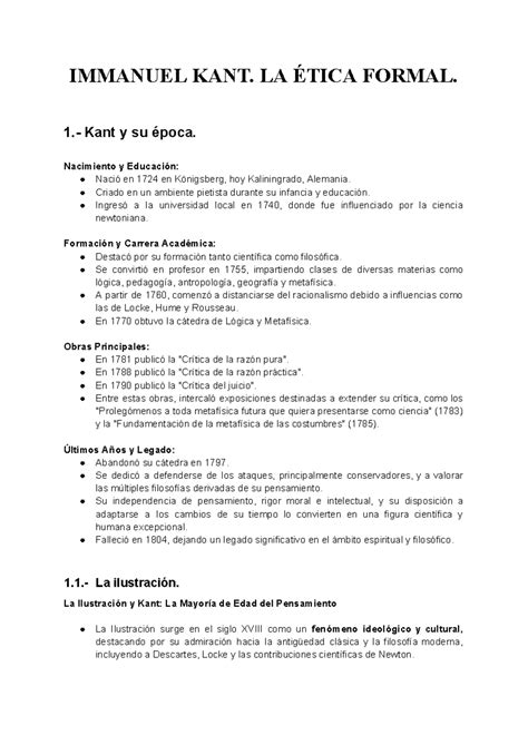 Immanuel Kant La Ética Formal Immanuel Kant La Ética Formal 1