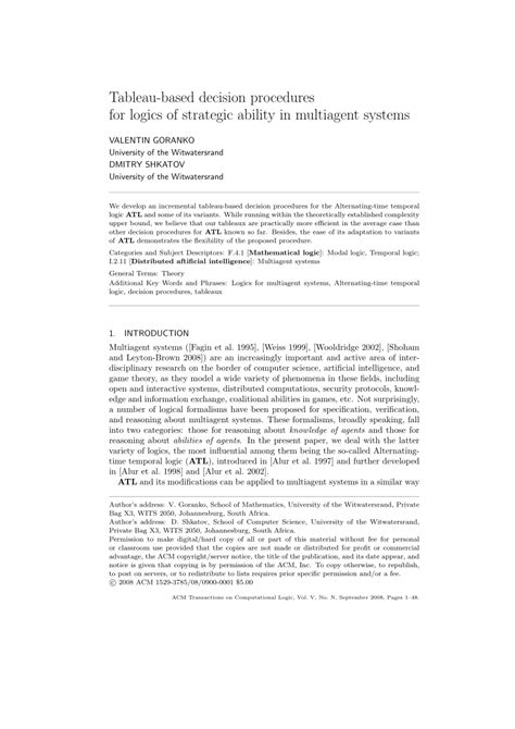 Pdf Tableau Based Decision Procedures For Logics Of Strategic Ability In Multiagent Systems