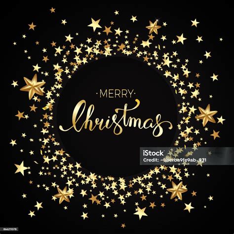 골드 스타와 손 글자와 크리스마스 배경 벡터 일러스트 레이 션 개념에 대한 스톡 벡터 아트 및 기타 이미지 개념 개념과 주제 검은색 Istock