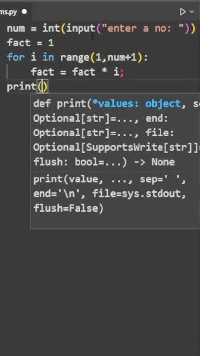 Factorial Program In Python Shorts Python Factorial Programming Himesh Singh Tutorials
