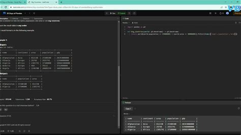 Leetcode Pandas 30 Day Challenge Day 1 595 Big Countries Youtube