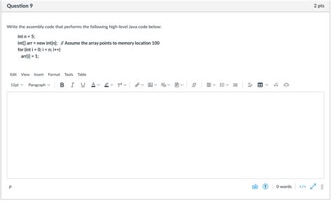 Solved Question Pts Write The Assembly Code That Chegg
