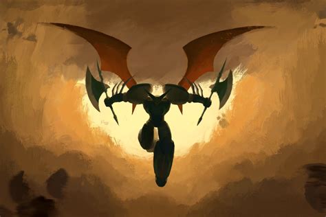 Getter Robo Getter Robo Arc Highres Arm Blade Axe Battle Axe Cloud Demon Wings Dual