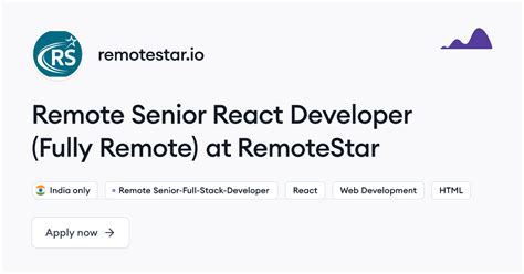 Remotestar Hiring Senior React Developer Fully Remote • Remote Work
