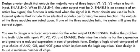 Solved Design A Voter Circuit That Outputs The Majority Vote Chegg