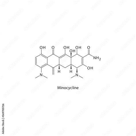 Minocycline Flat Skeletal Molecular Structure Tetracycline Antibiotic Drug Used In Treatment