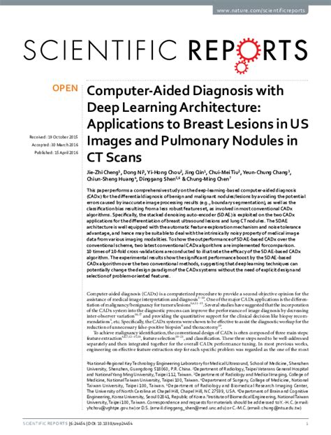 Pdf Computer Aided Diagnosis With Deep Learning Architecture Applications To Breast Lesions
