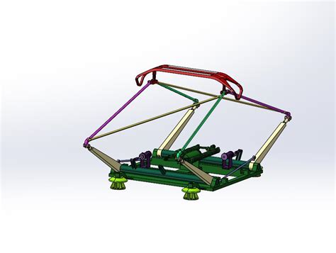 采用铰接的平行四边形连锁定位受电弓 Step 模型图纸下载 懒石网