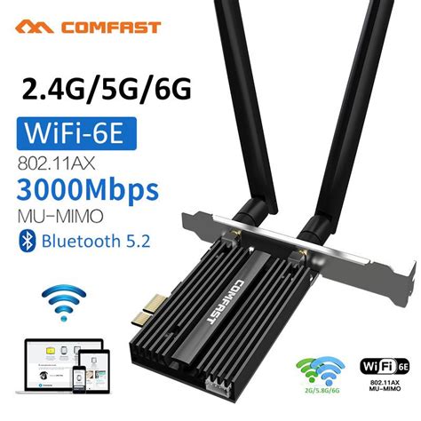 COMFAST Wi-Fi-адаптер PCI-E адаптер для компьютера Wi-Fi 6 адаптер ...