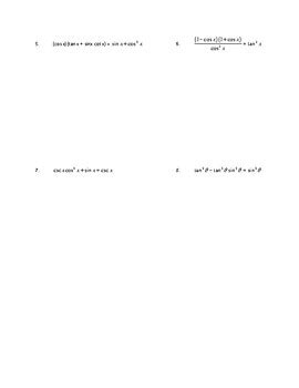 All Trig Day Proving Identities CW By Claudio Sarmento TPT