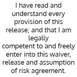 Wavier Release Form Adult KAOS Dojo Brazilian Jiu Jitsu Launceston