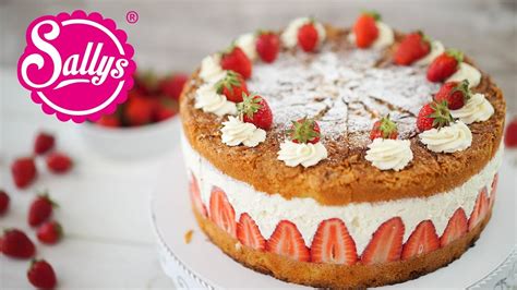 Erdbeer Käsesahne Bienenstich Torte Sallys Welt Youtube