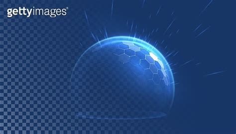 Protection Shield Effect In Futuristic Light Style Bubble Shield In An