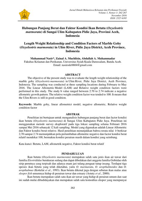 Hubungan Panjang Dan Berat Ikan Pdf