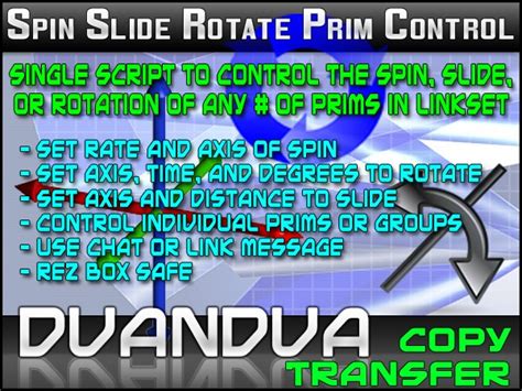 Second Life Marketplace Dvandva Spin Slide And Rotate Prim Control Scripts