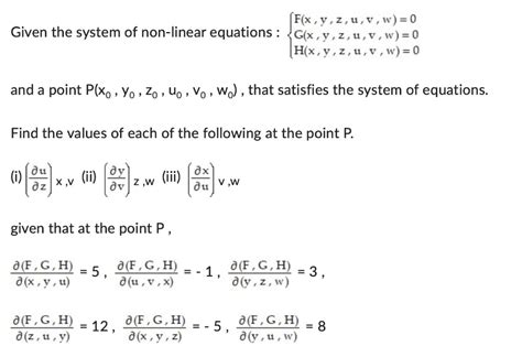 Solved Given The System Of Non Linear Equations Chegg