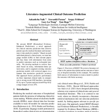 Literature Augmented Clinical Outcome Prediction Acl Anthology