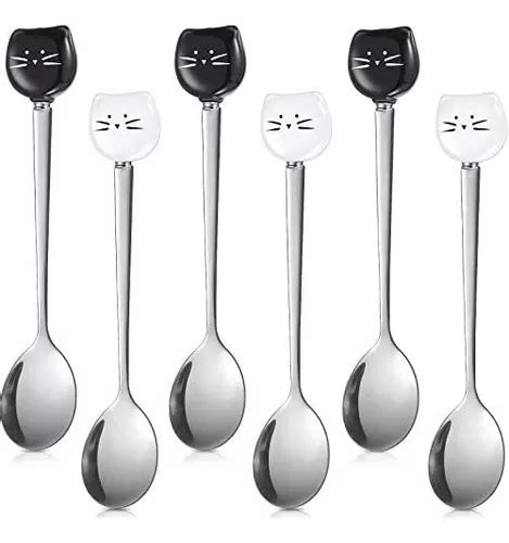 Cuchara De Café De Gato De 6 Piezas Cuchara De Cabeza De Gat Cuotas