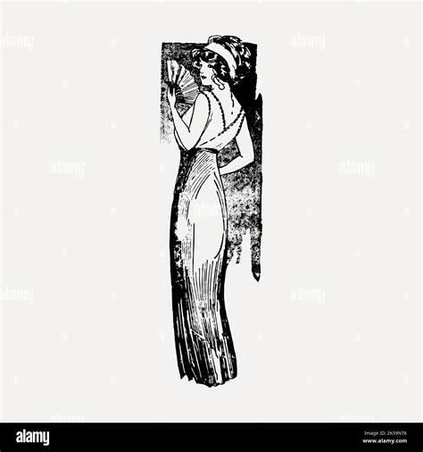 Classy Lady Drawing Vintage Illustration Vector Stock Vector Image