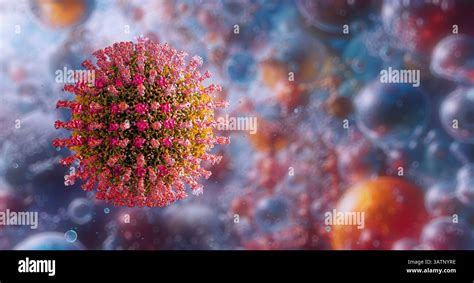 Illustration Of The Measles Morbillivirus This Contagious Virus