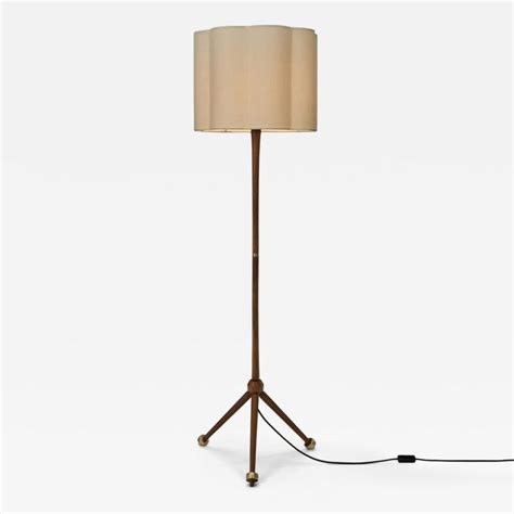 Scandinavian Modern Wood Floor Lamp With Tripod Base Scandinavia 1950s