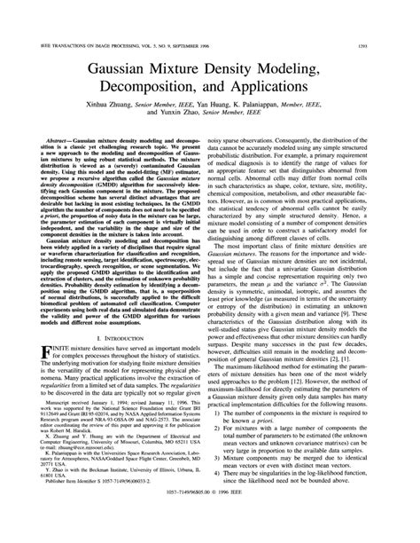 Pdf Gaussian Mixture Density Modeling Decomposition And Applications