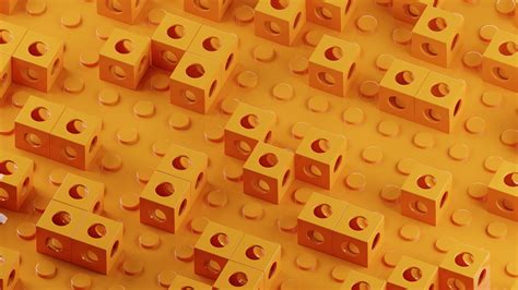 Orange Cubes With Holes Rotate And Move Infinitely Looped Animation