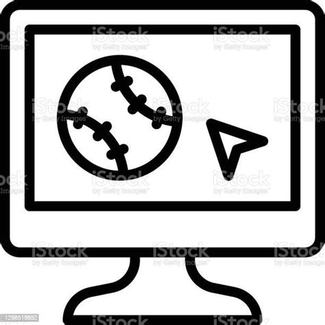 라이브 매치 컨셉 화살표 벡터 라인 아이콘 디자인 Lcd 흰색 배경에 기본 볼 기호 박쥐와 볼 게임 표지판 스포츠 장비 스톡 Playoffs에 대한 스톡 벡터 아트 및 기타