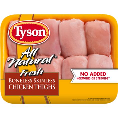 Tyson® All Natural Fresh Boneless Skinless Chicken Thighs 19 Lb Fry