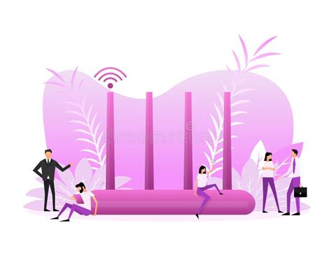 Wifi Router Device Wireless Internet Concept Router And Signal Stock Vector Illustration Of