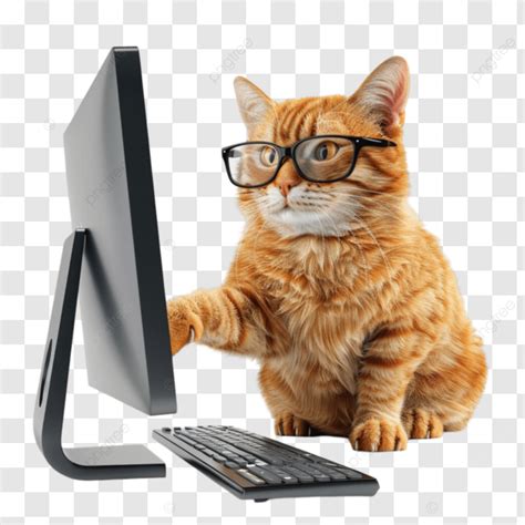 고양이가 노트북을 운영하는 모습 고양이 랩탑 기술에 정통한 고양이 Png 일러스트 및 이미지 에 대한 무료 다운로드 Pngtree