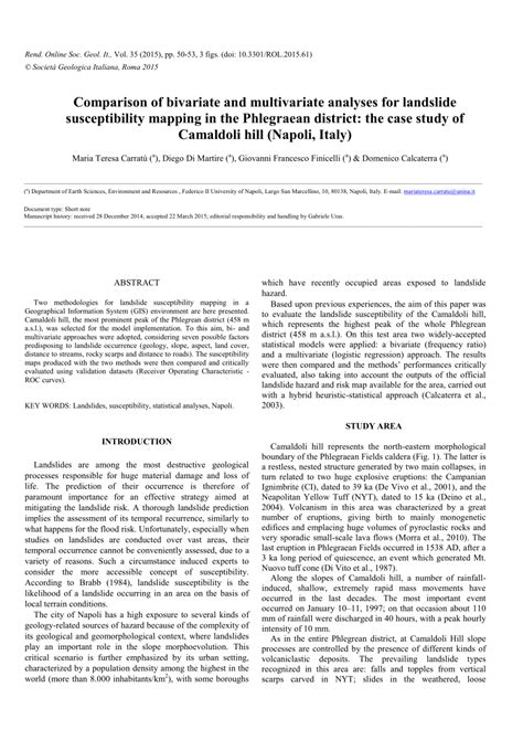Pdf Comparison Of Bivariate And Multivariate Analyses For Landslide Susceptibility Mapping In
