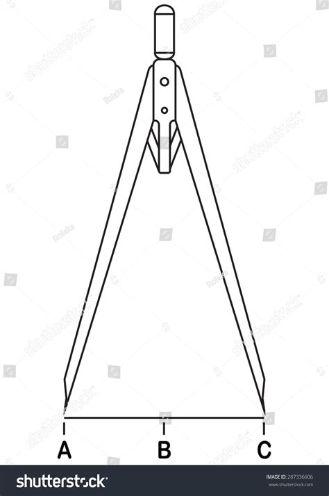 Illustration Contour Measuring Compass Line Segment Stock Vector