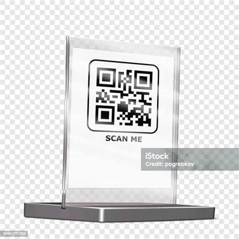 아크릴 Qr 코드 홀더는 사실적인 모형을 표시합니다 투명한 배경 모형에 명확한 정사각형 플렉시 스탠드 3차원 형태에 대한 스톡 벡터 아트 및 기타 이미지 Istock