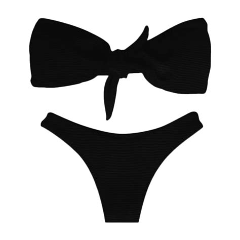 Sexy Women Bow Two Pieces Bikini Set Swimwear Solid Color Swimming Suit