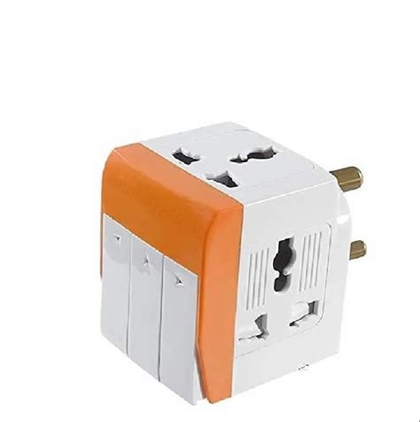 Abs Plastic Way Pin Plug Switch Adapter For Electronic Instruments White Orange At Rs