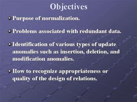 normalization i objectives purpose of normalization problems associated