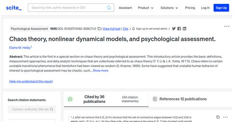 Chaos Theory Nonlinear Dynamical Models And Psychological Assessment