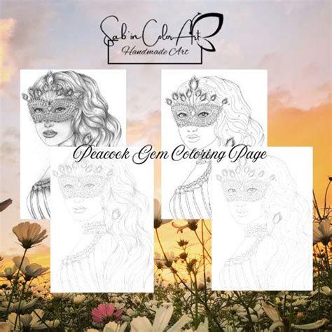 Coloring Page Peacock Gem Download Etsy Uk