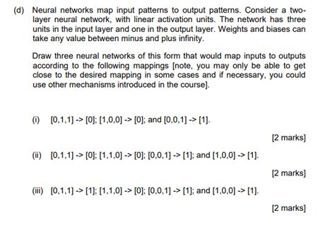 Solved D Neural Networks Map Input Patterns To Output Chegg
