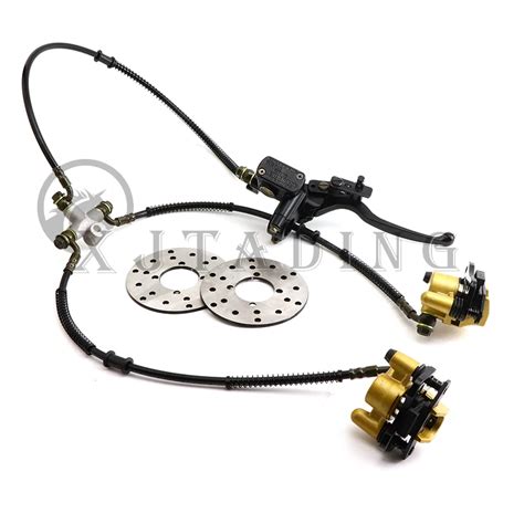 1 Set Twin Disc Brake Assembly Front Disc Brak Caliper System For 70cc