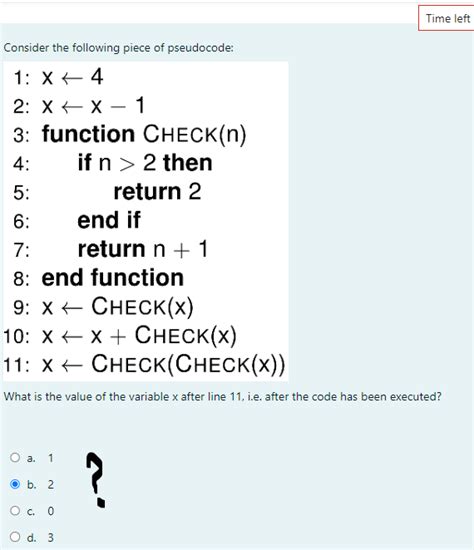 Solved Consider The Following Piece Of Pseudocode What Is