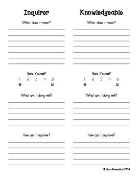 IB Learner Profile Reflection Sheet By Miss Rosenthal TPT