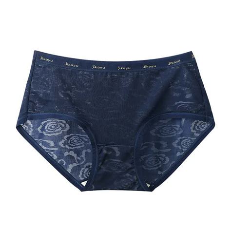 内裤女冰丝款夏季透气无痕超薄款蕾丝透明性感白色纯棉裆女士中腰 虎窝淘