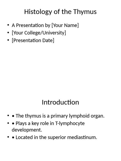 Thymus Histology Presentation Pdf